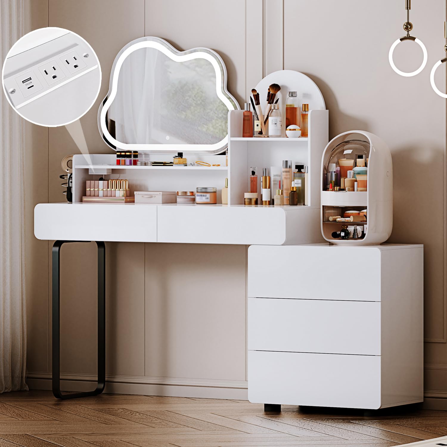 Mua YYJ Large Vanity Desk with Mirror and Lights,Makeup Vanity with 5 ...