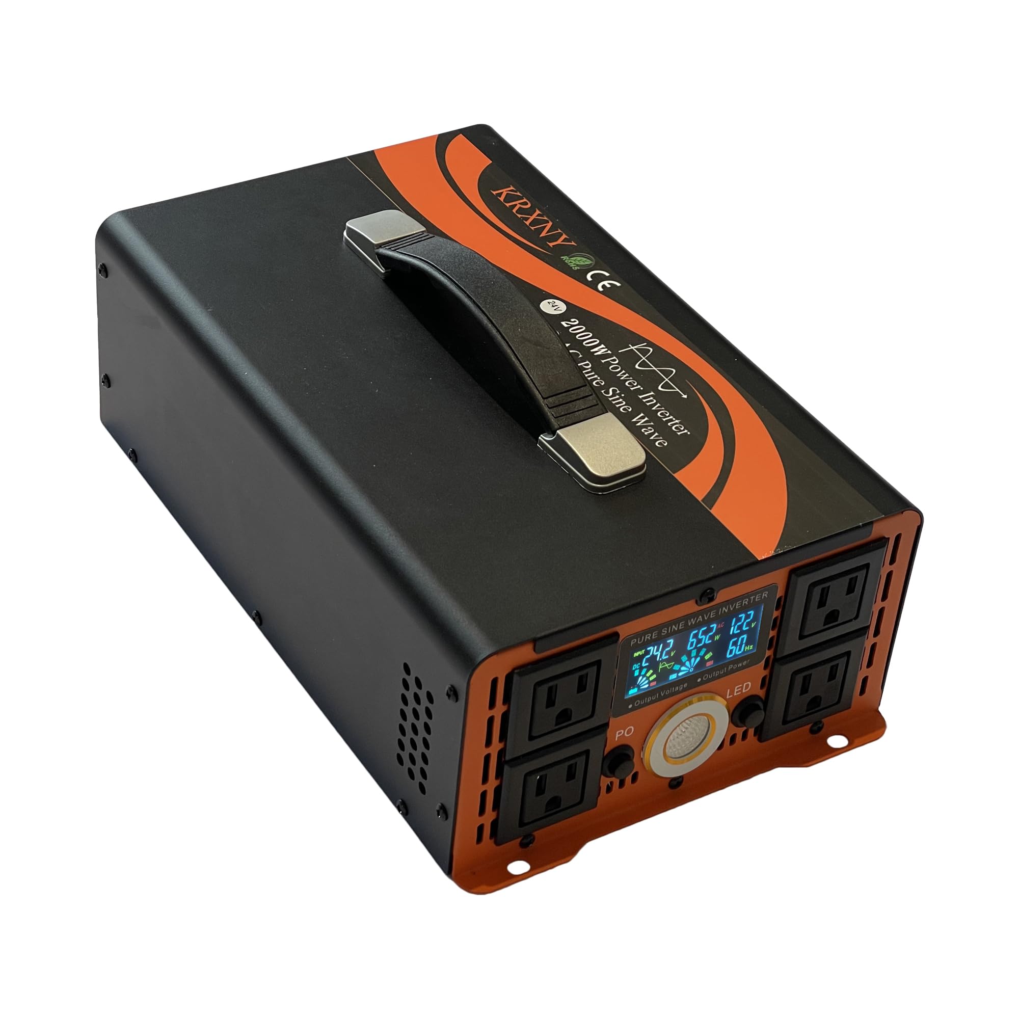 KRXNY 2000W Power Inverter Converter 24V DC to 110V 120V AC Pure Sine ...