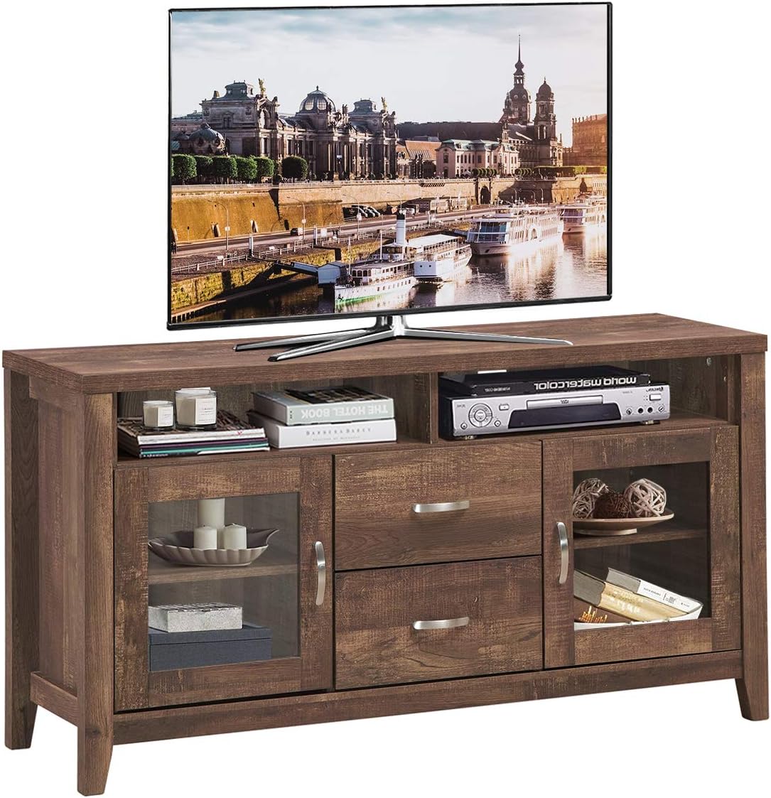 Amazon.com: Tangkula Wooden TV Stand for TV's up to 65-Inch, Retro ...