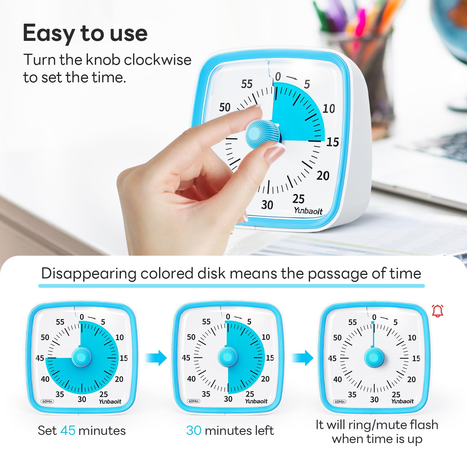Mua Yunbaoit Visual Timer with Night Light, 60-Minute Countdown Timer ...