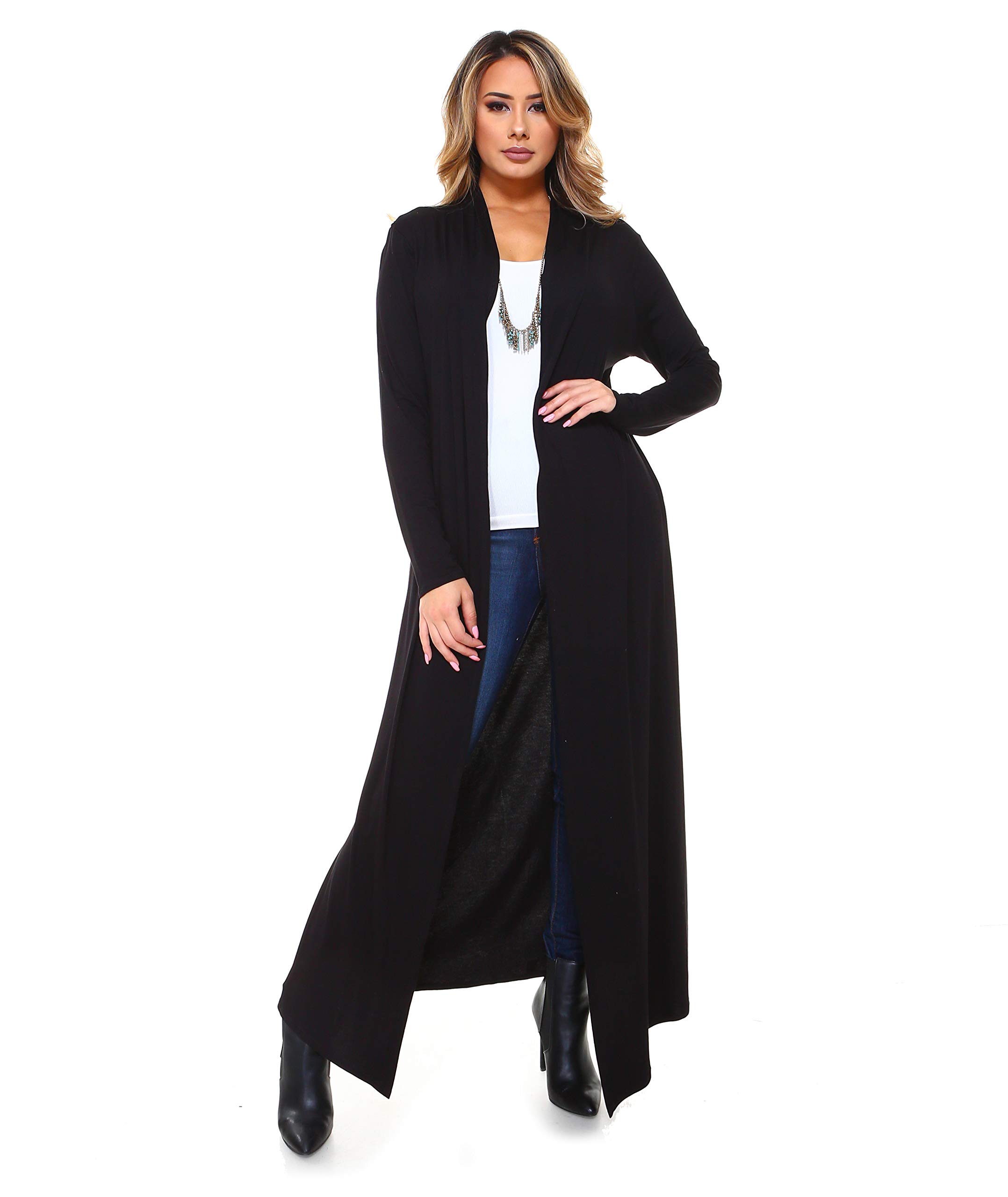 Isaac Liev Women's Maxi Cardigan – Casual Long Flowy Open Front Floor ...