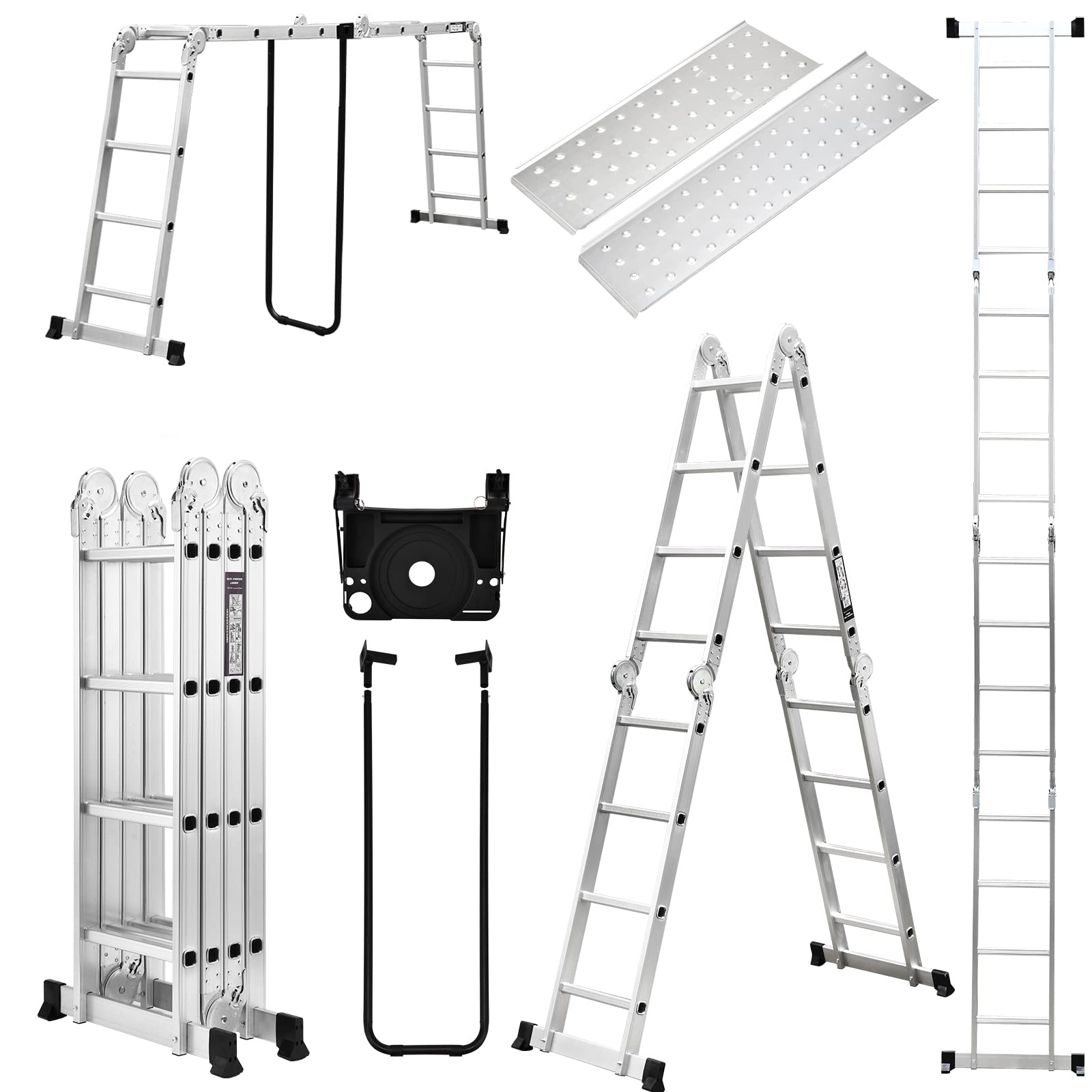 Mua HBTower Folding Ladder, 15.5FT Aluminum Extension Ladder with Tool ...