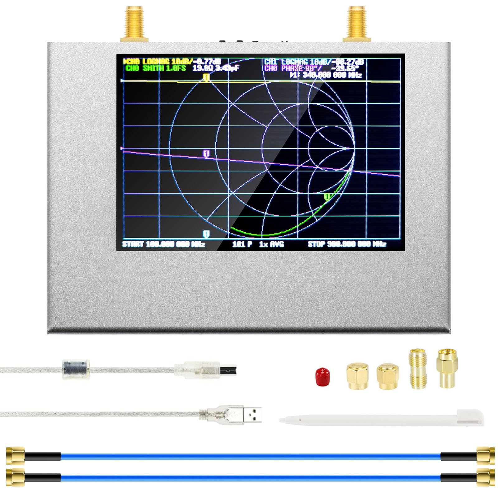 Upgraded AURSINC NanoVNA V2 PLUS4 Vector Network Analyzer, 4 inch Touchscreen, 50kHz-4.4GHz HF ...