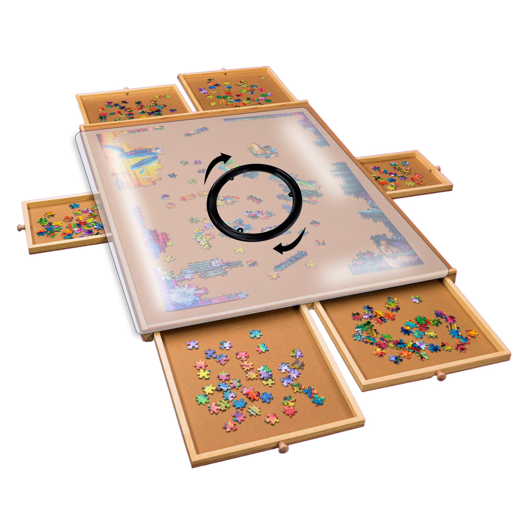Gondola 2000 Piece Rotating Puzzle Board with Drawers and Cover ...