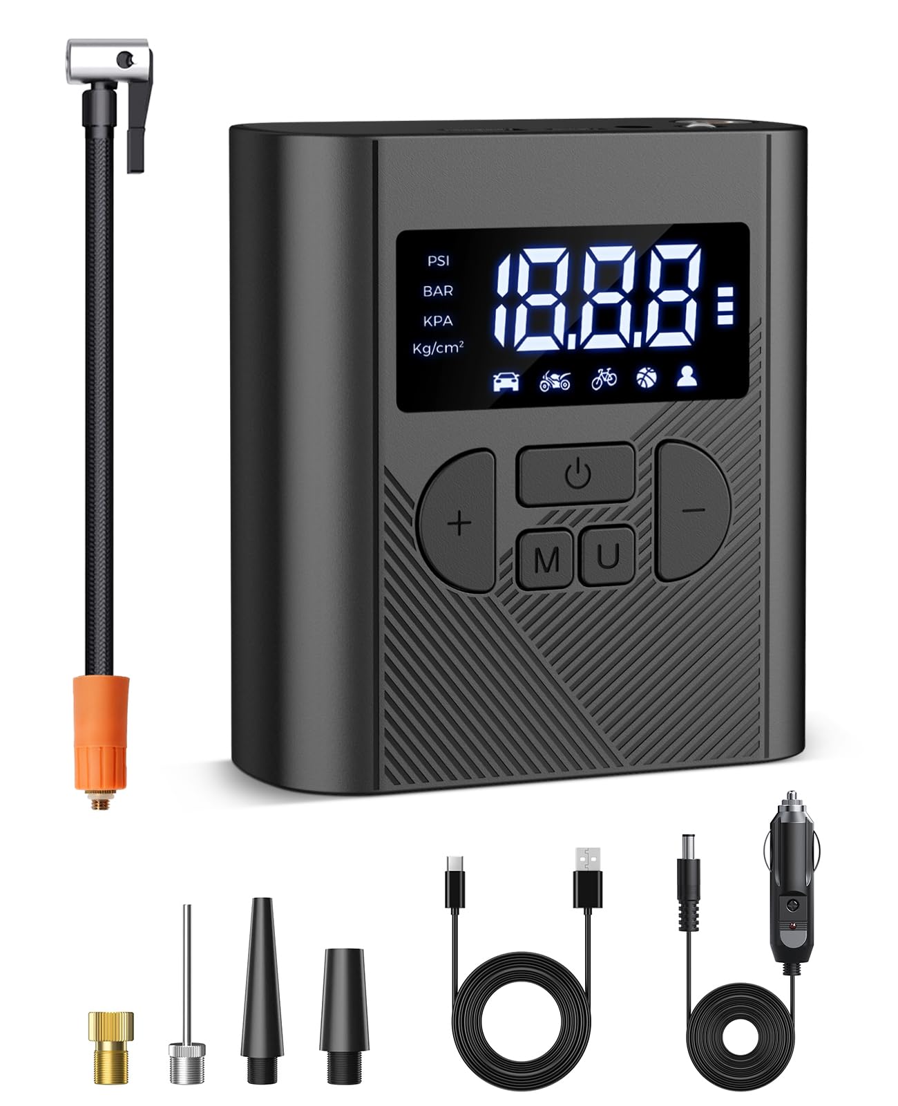 NUSTE Tire Inflator Portable Air Compressor, Battery & 12V DC Cordless ...