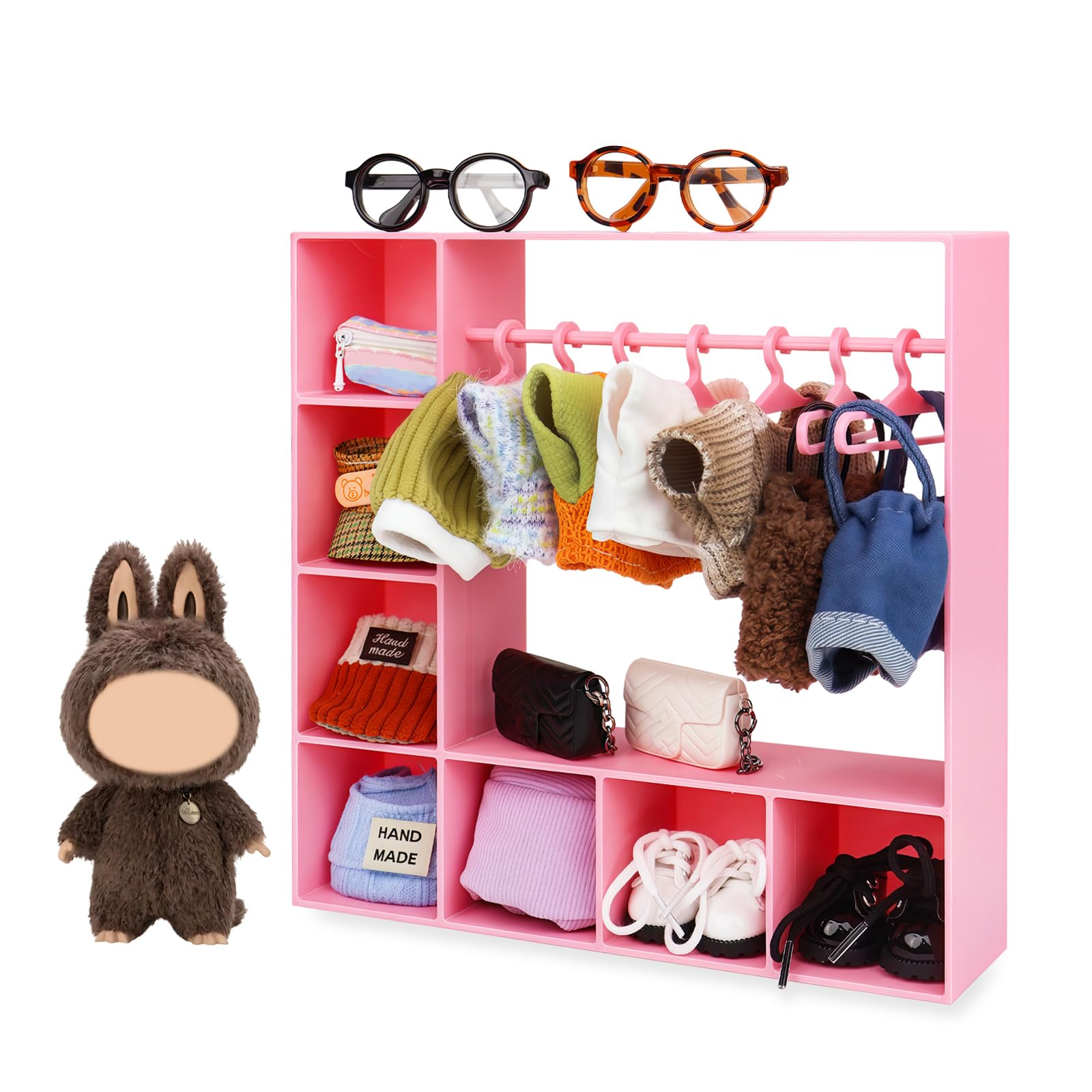 Doll Clothes Closet/Wardrobe Large Plus 10 Hangers, Doll Accessories Display Box, Clothes ...