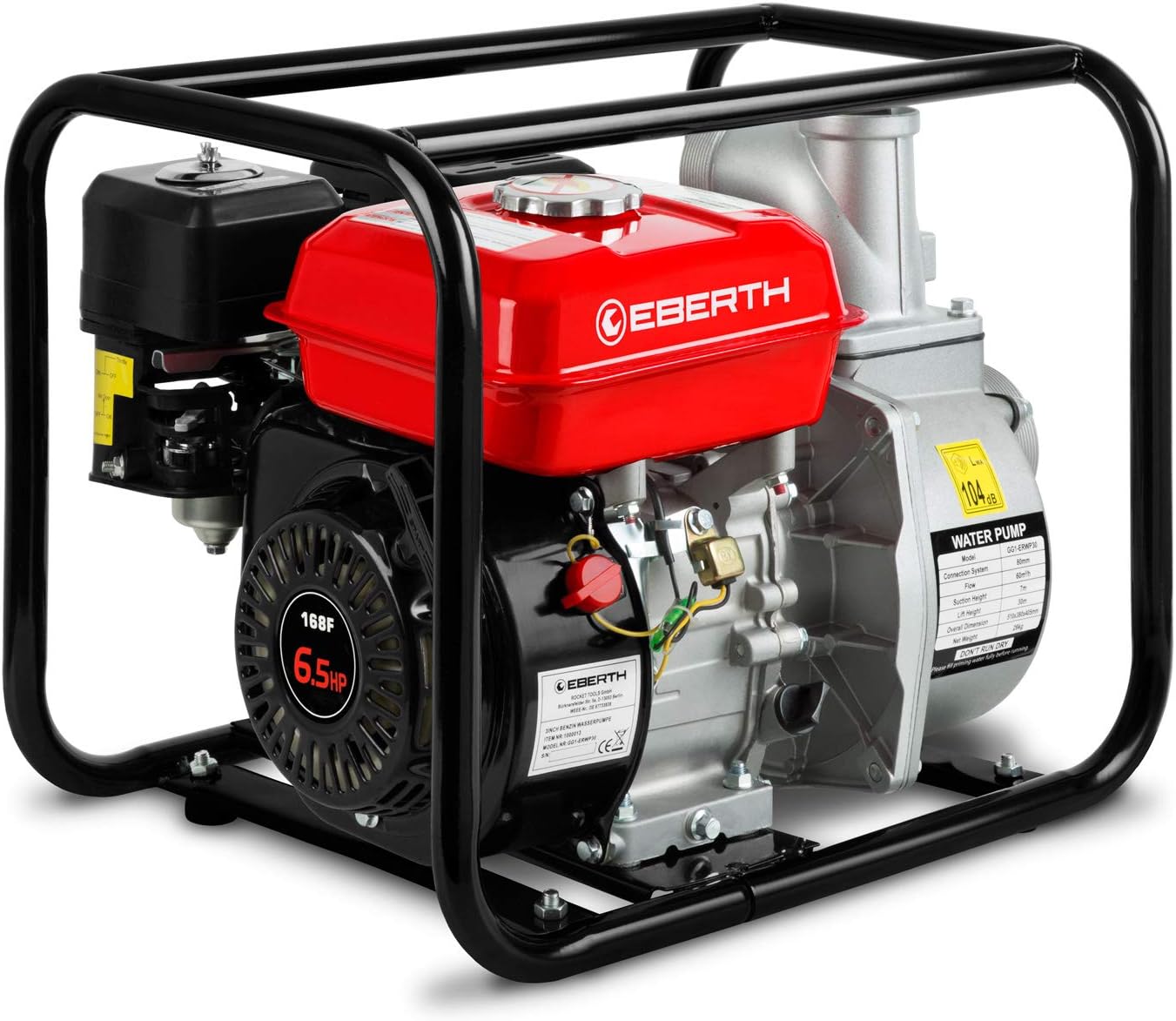 EBERTH 3" Motopompa a scoppio (60.000 l/h, 6,5 CV Motore a benzina, 3 ...