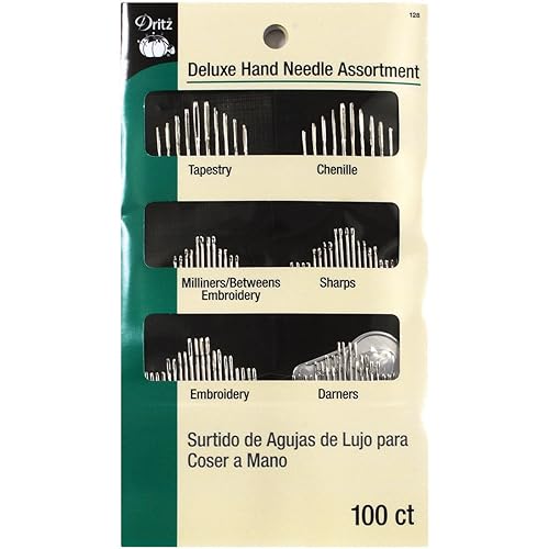 Dritz 128 Deluxe Hand Needles with Needle Threader, Assorted Styles ...