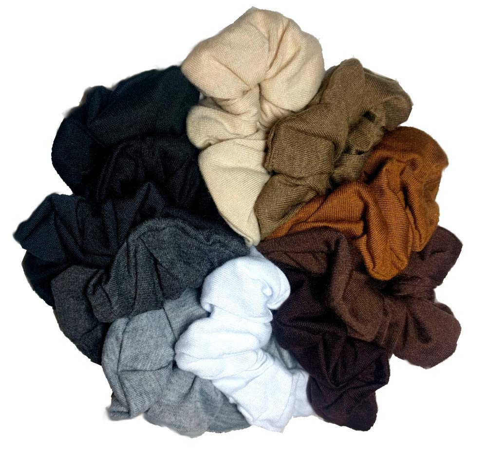 Amazon.com : Cotton Scrunchie Set, Set of 10 Soft Cotton Scrunchies ...