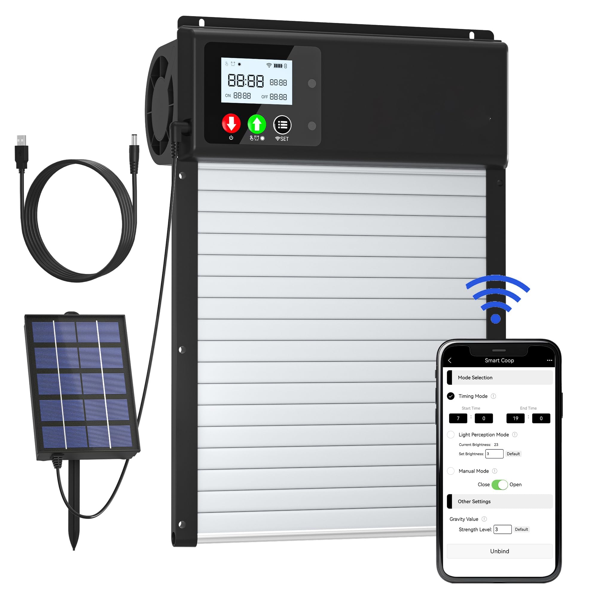 Upgrade WiFi Remote Control Automatic Chicken Coop Door Solar Powered ...