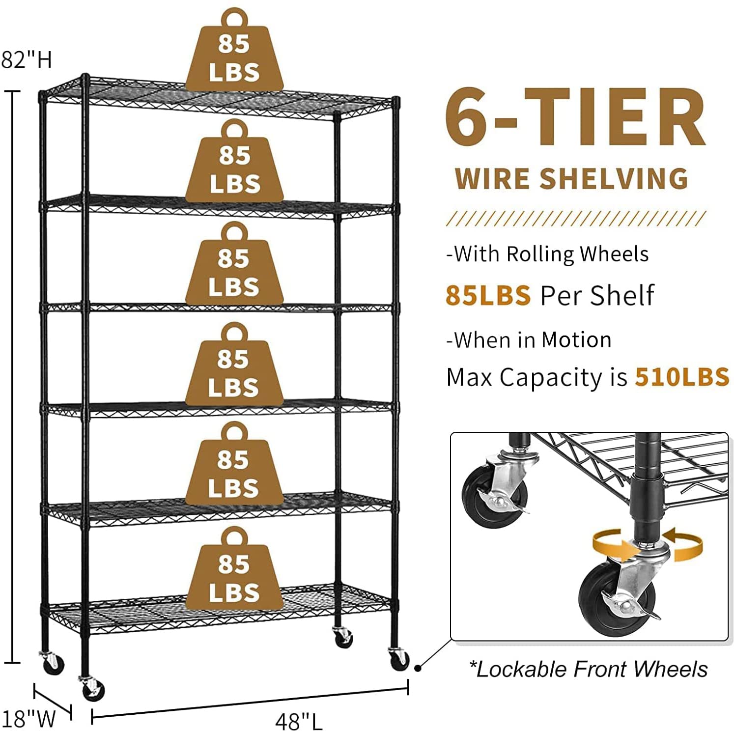 Mua 6-Tier Wire Shelving Unit 2100Lb Capacity Adjustable Storage ...