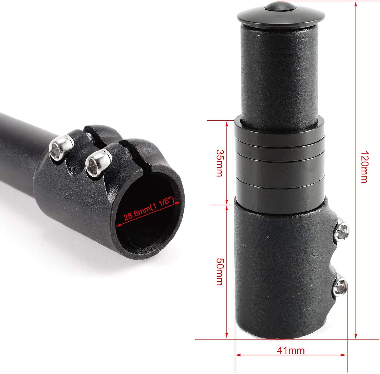 SurePromise Bicycle Handlebar Riser 1 1/8″ 28.6mm Fork Stem Extender ...