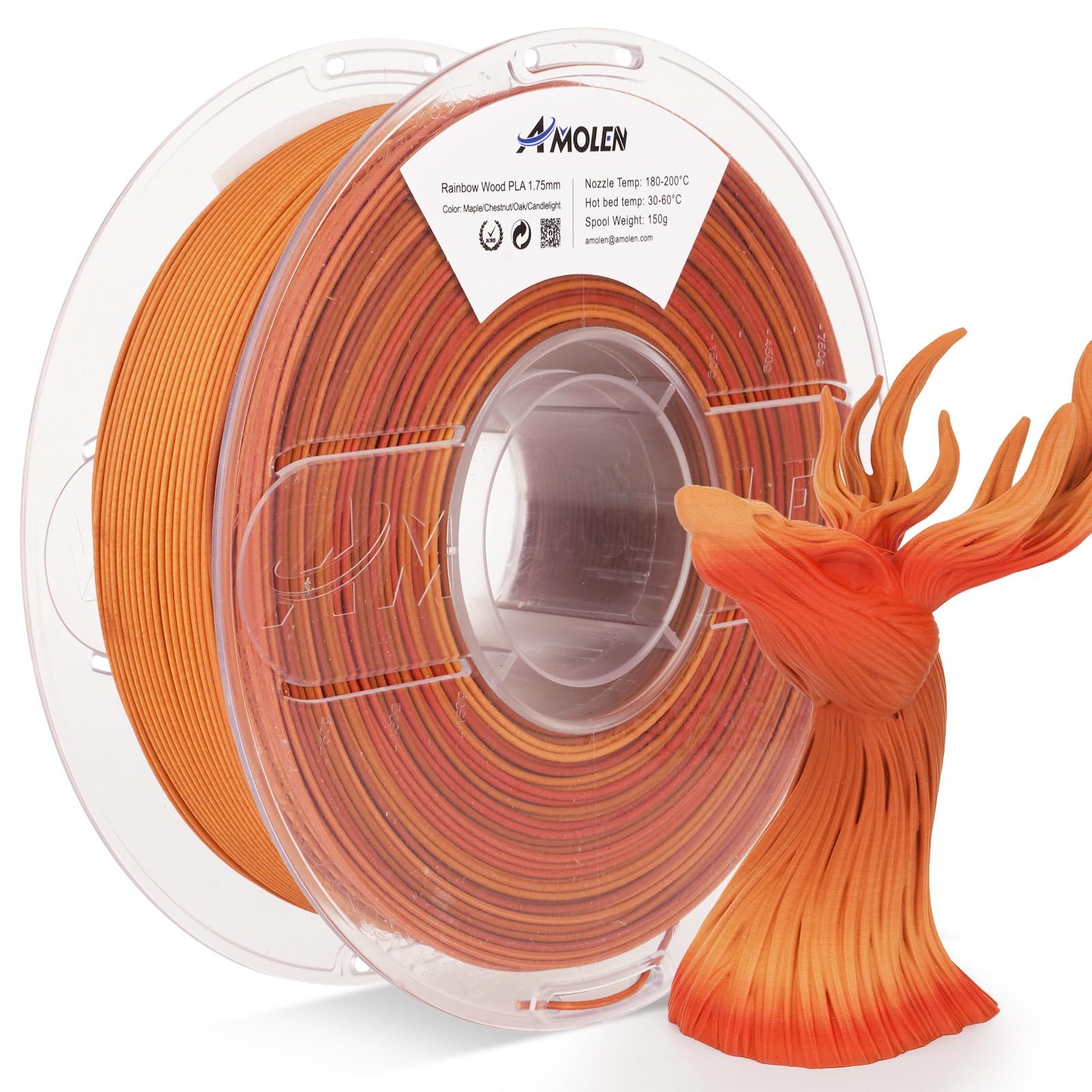 AMOLEN 3D Printing Filament Light Wooden Rainbow Color Change Printer ...