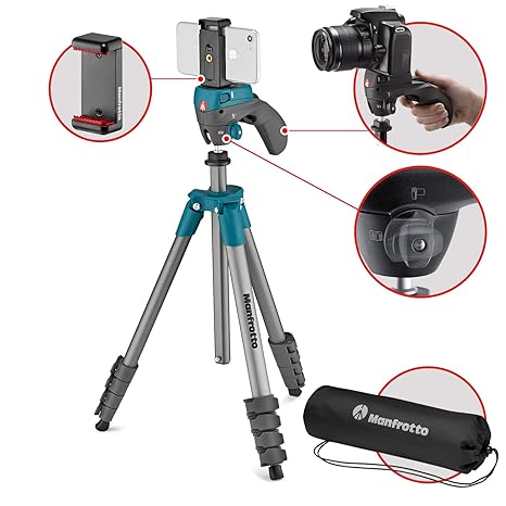 Manfrotto MKSCOMPACTACNBK Compact Action Smart Tripod: Amazon.co.uk ...