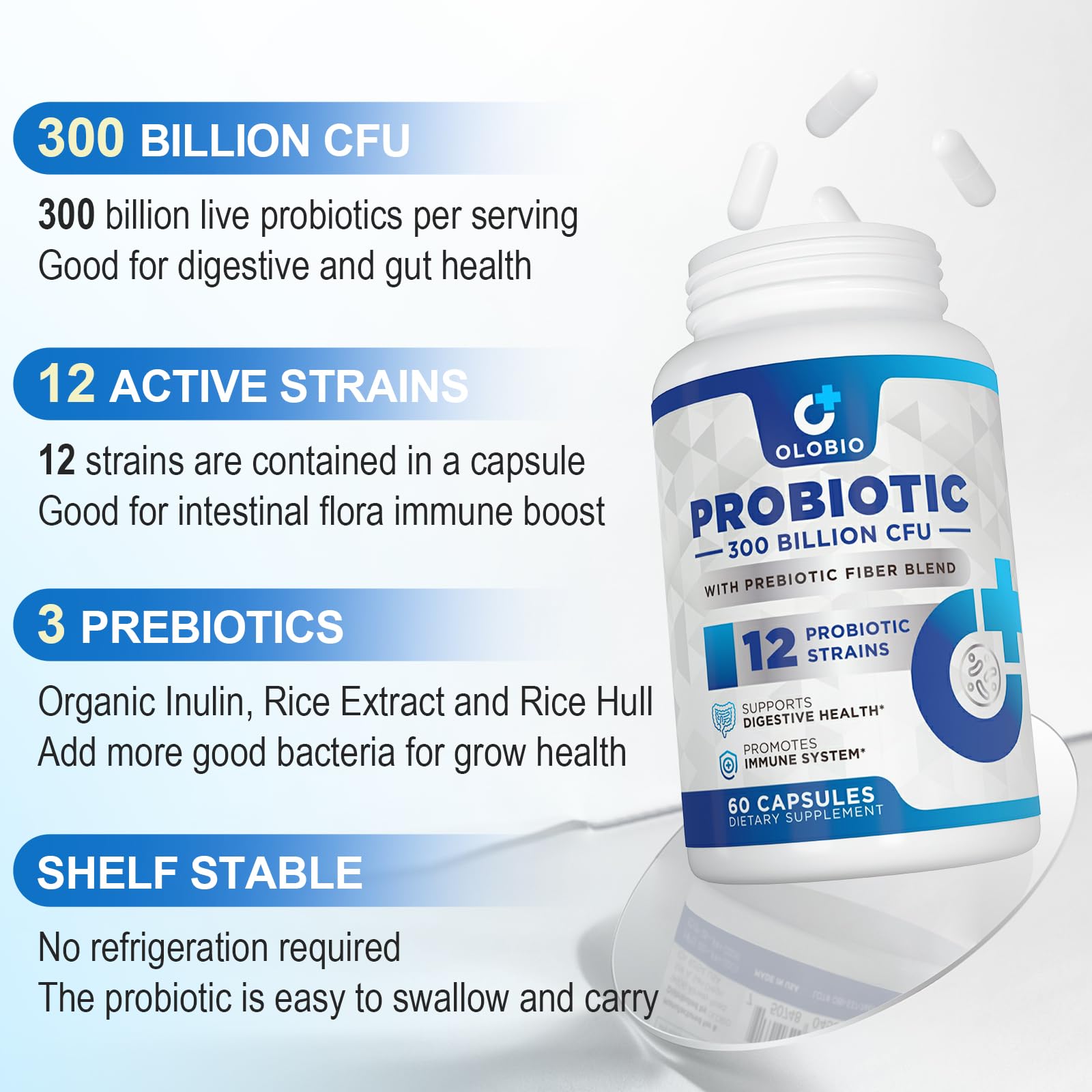 Mua 300 Billion CFU Probiotic, 12 Strains with 3 Organic Prebiotics ...
