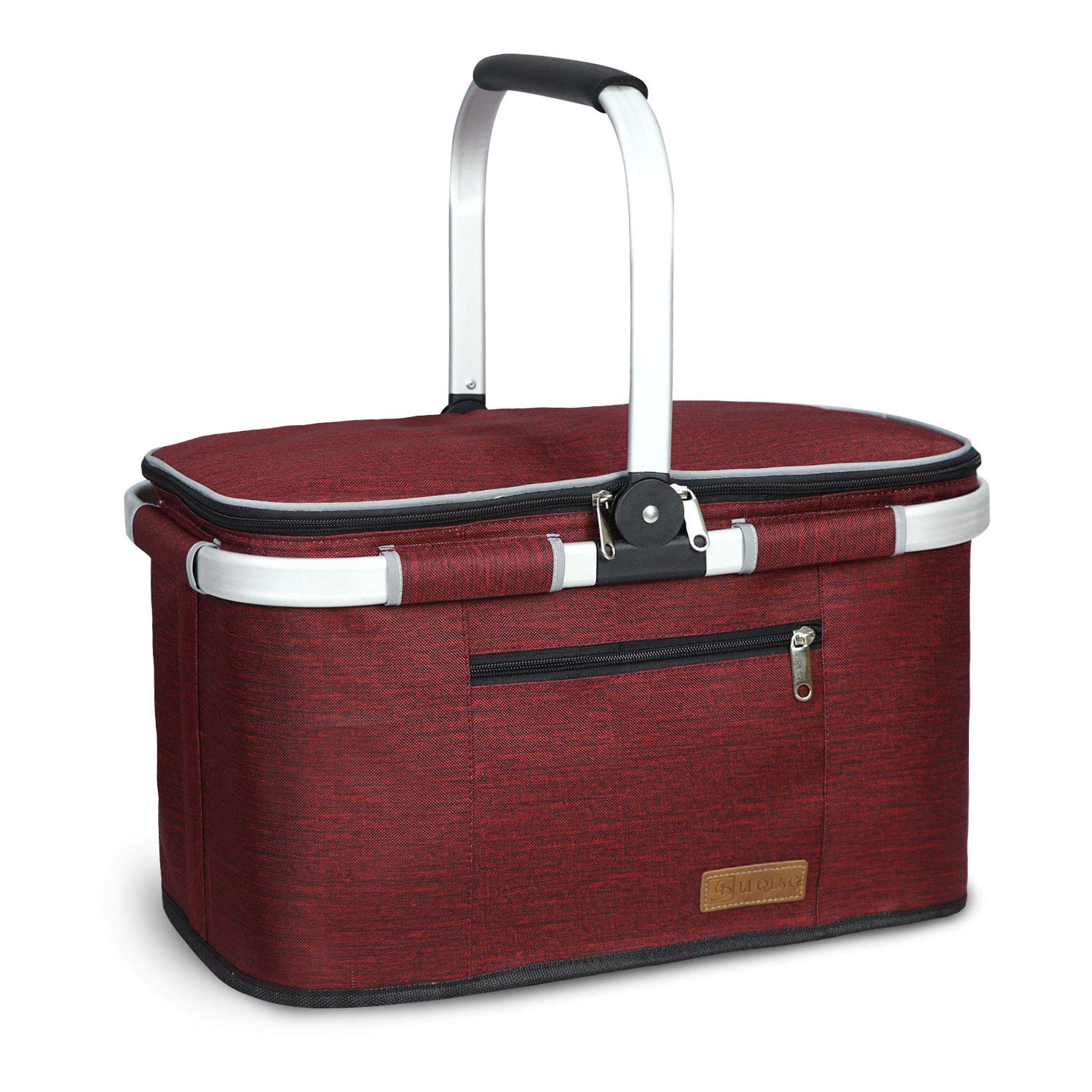 LIQING 35L Large Picnic Basket 6 Layers of Internal Pockets Leak-Proof ...
