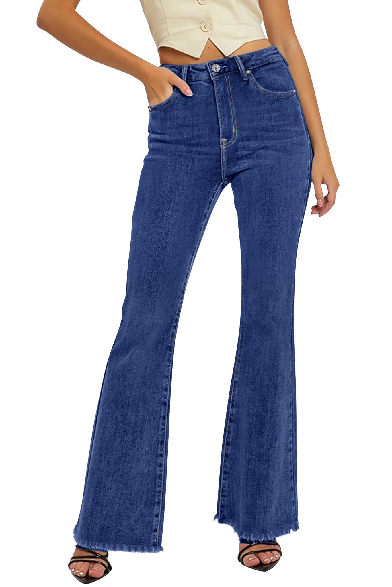 NIMIN Bell Bottom Jeans for Women High Waisted Stretch Flare Jeans ...