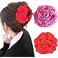 Amazon.com: Rose Flower Claws Clips for Women 2Pack Large Hawaiian Rose ...