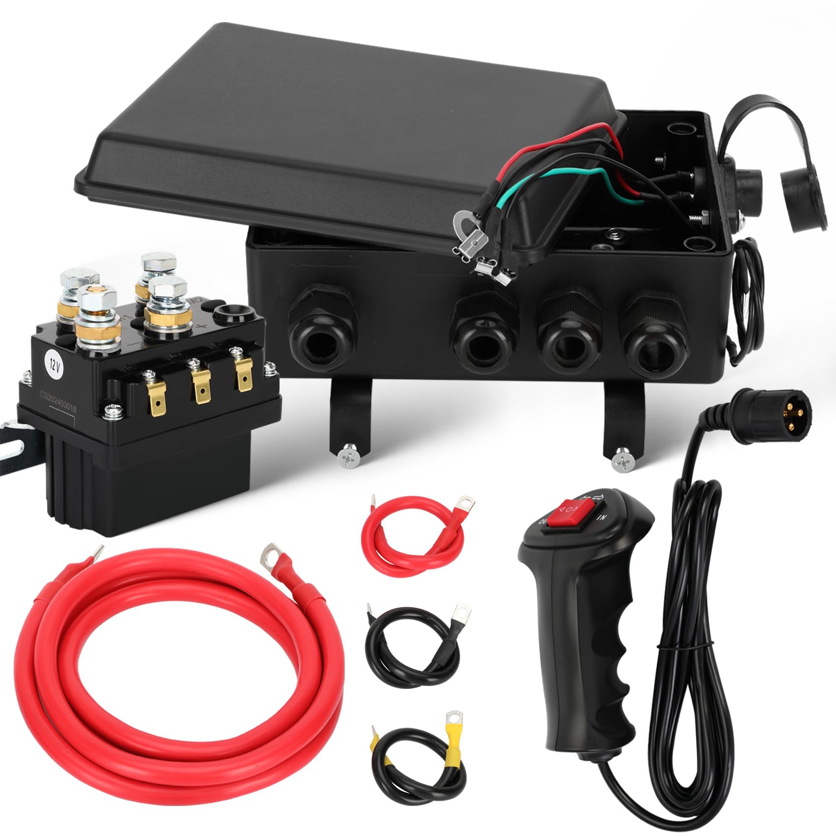 12V 500A Winch Solenoid Contactor Relay Kit with Box, Hand Corded and ...