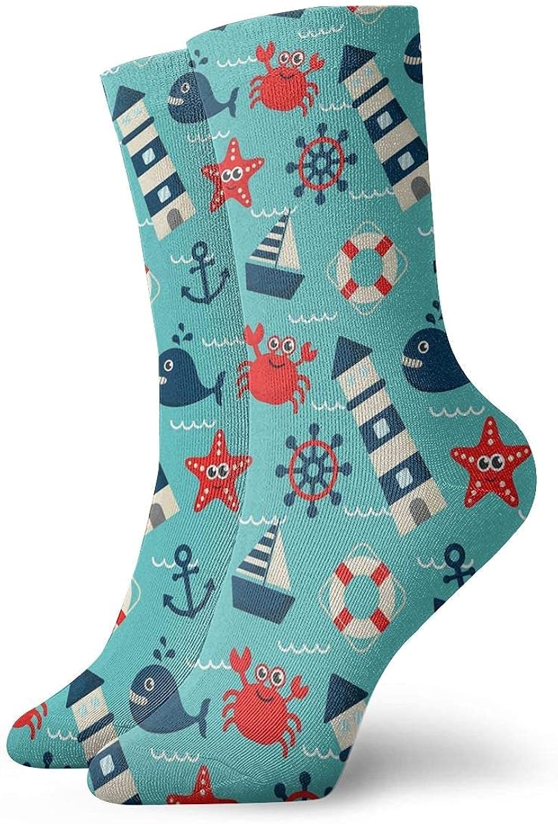 Lsjuee Unisex Casual Colorful Underwater Marine Socks Moisture Wicking ...
