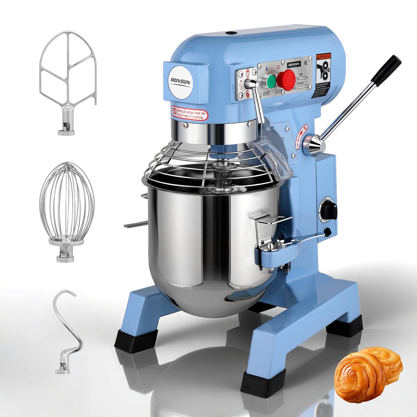 ROVSUN 15QT Commercial Food Mixer, 550W Electric Commercial Dough Mixer ...