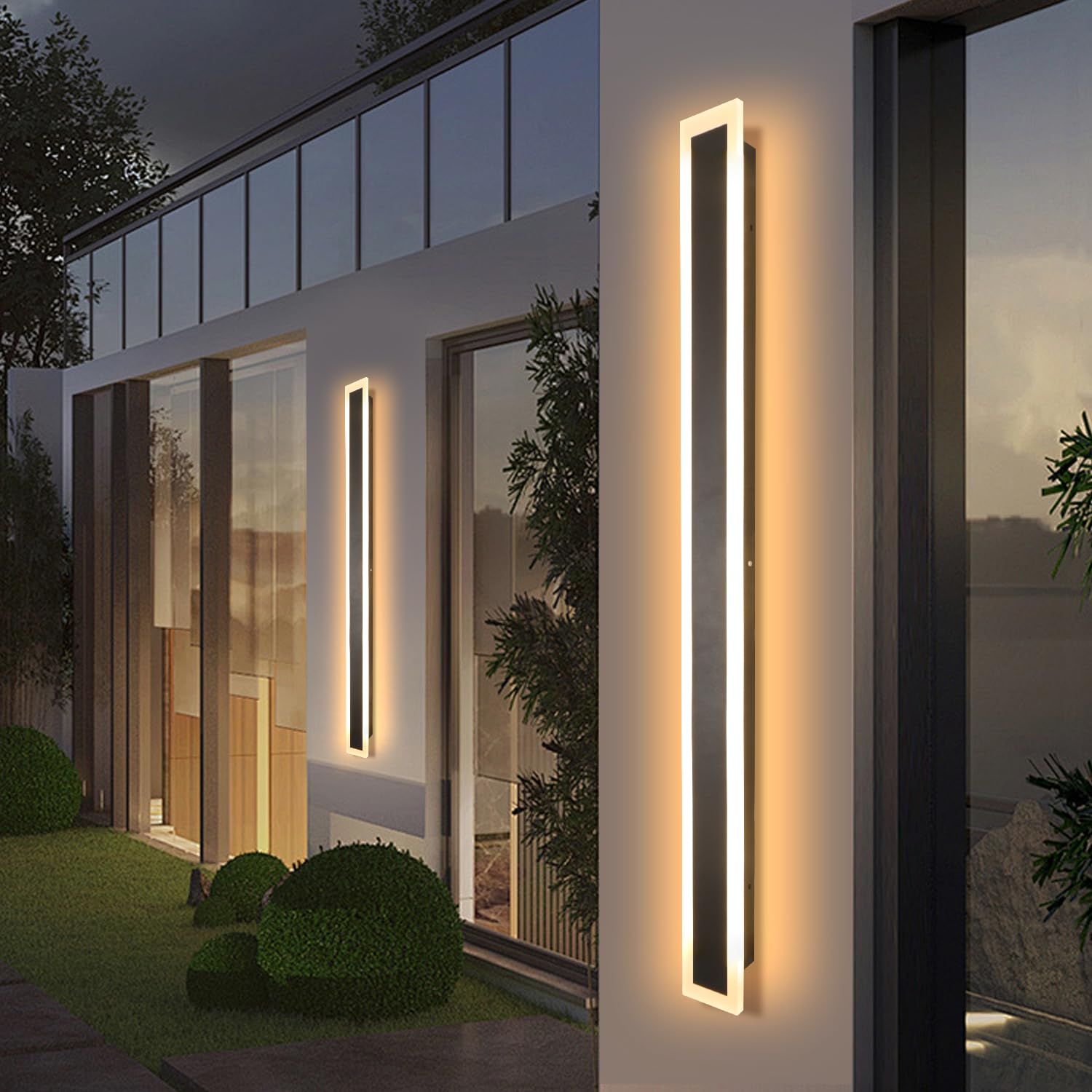 SMINGYINGZ 39 Inch Black Outdoor Wall Light 3000K-6000K Dimmable Modern ...