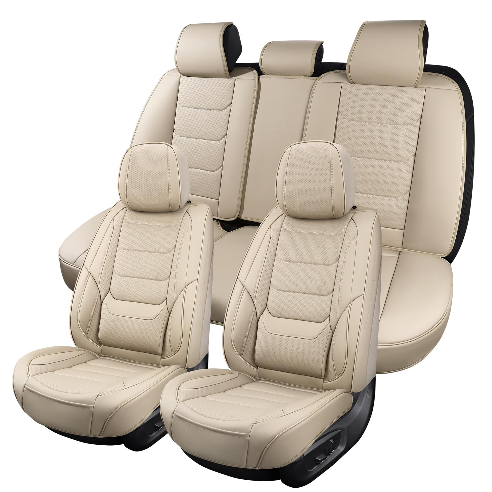 Leather Car Seat Covers Full Set Breathable Automotive Seat Covers ...