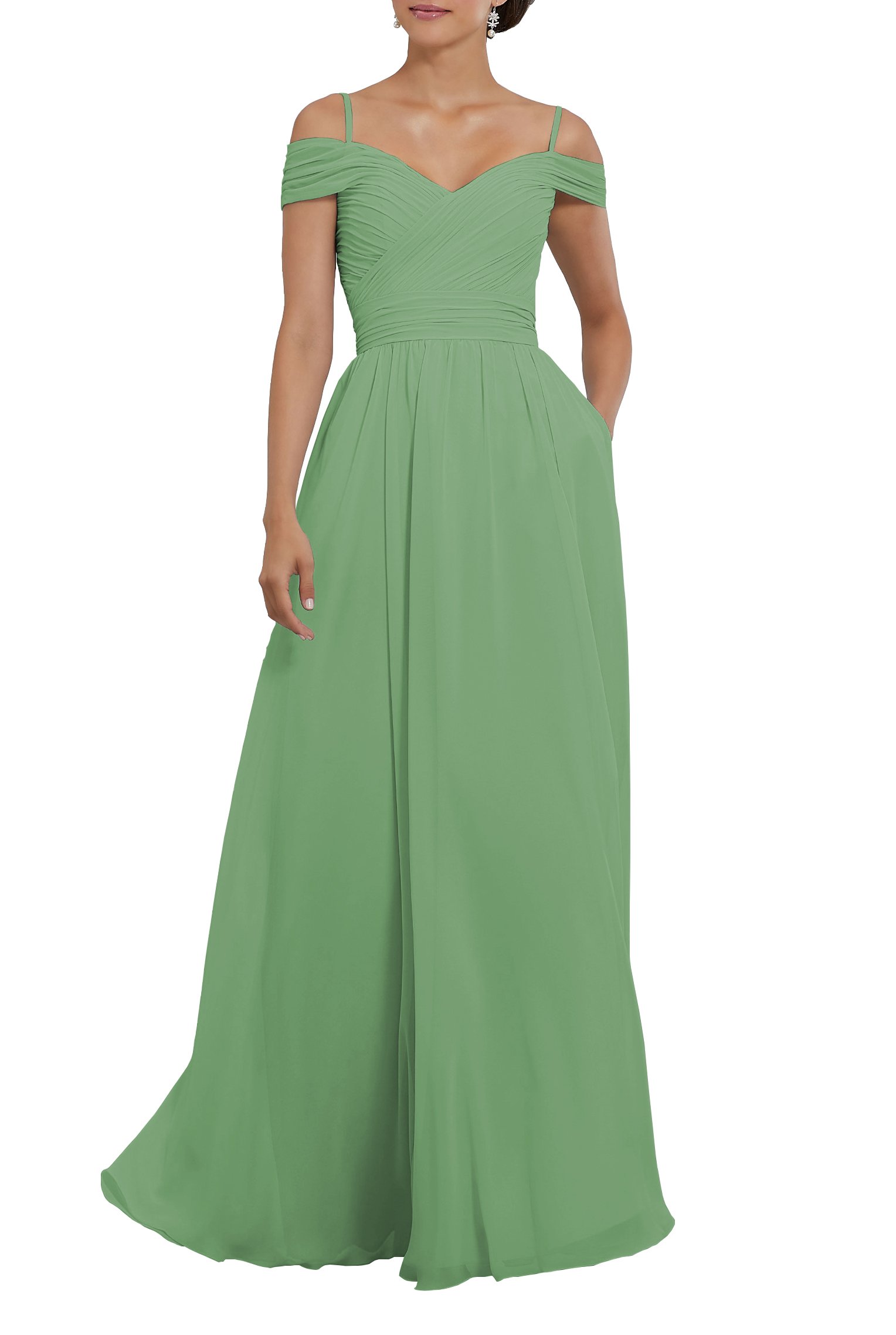 YORFORMALS Women s Off The Shoulder Pleated Chiffon Bridesmaid Dress