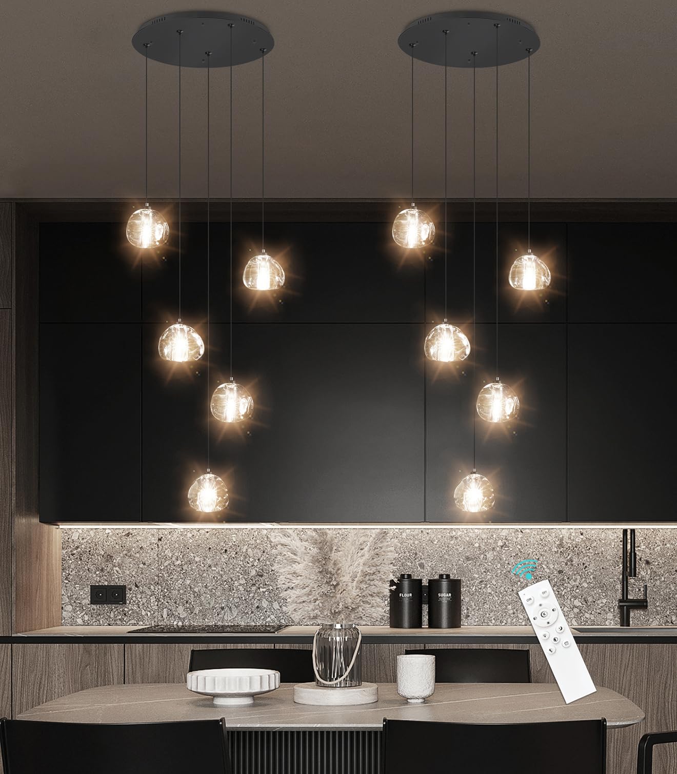 HAIXIANG Modern Glam Chandelier LED Kitchen Pendant Lights Island ...