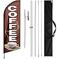Amazon.com : QSUM Coffee Swooper Flag, 11FT Windless Coffee Feather ...