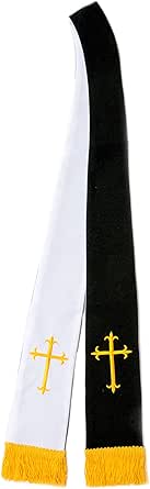 SHORT CLERGY REVERSIBLE VISITATION STOLE (BLACK/WHITE) at Amazon Men’s ...