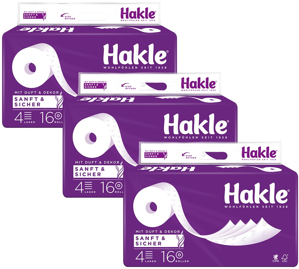 'Hakle Toilet Paper Soft and Safe 4 Ply, Pack of 3): Amazon.co.uk ...