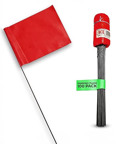 Red Marking Flags 100 Pack - 4x5x15 Inch Red Flags for Yard - Markers ...