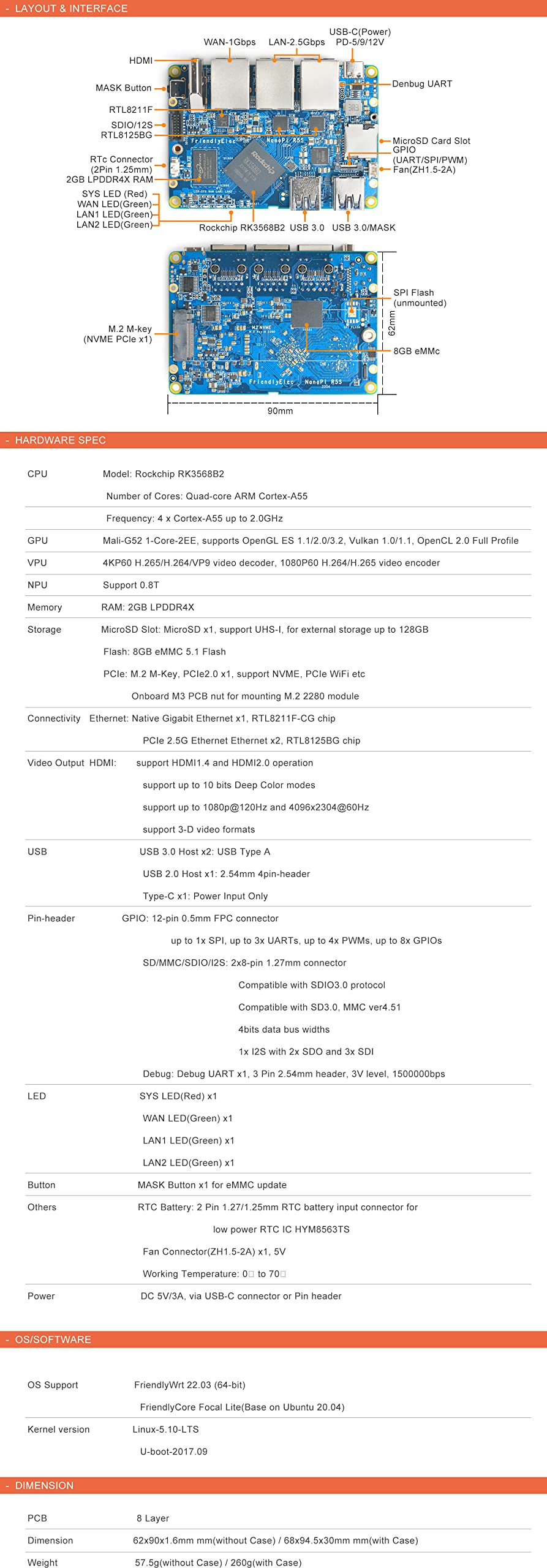 Mua Nanopi R5S Mini Router Cortex-A55 2.0GHz OpenWRT Single Board ...