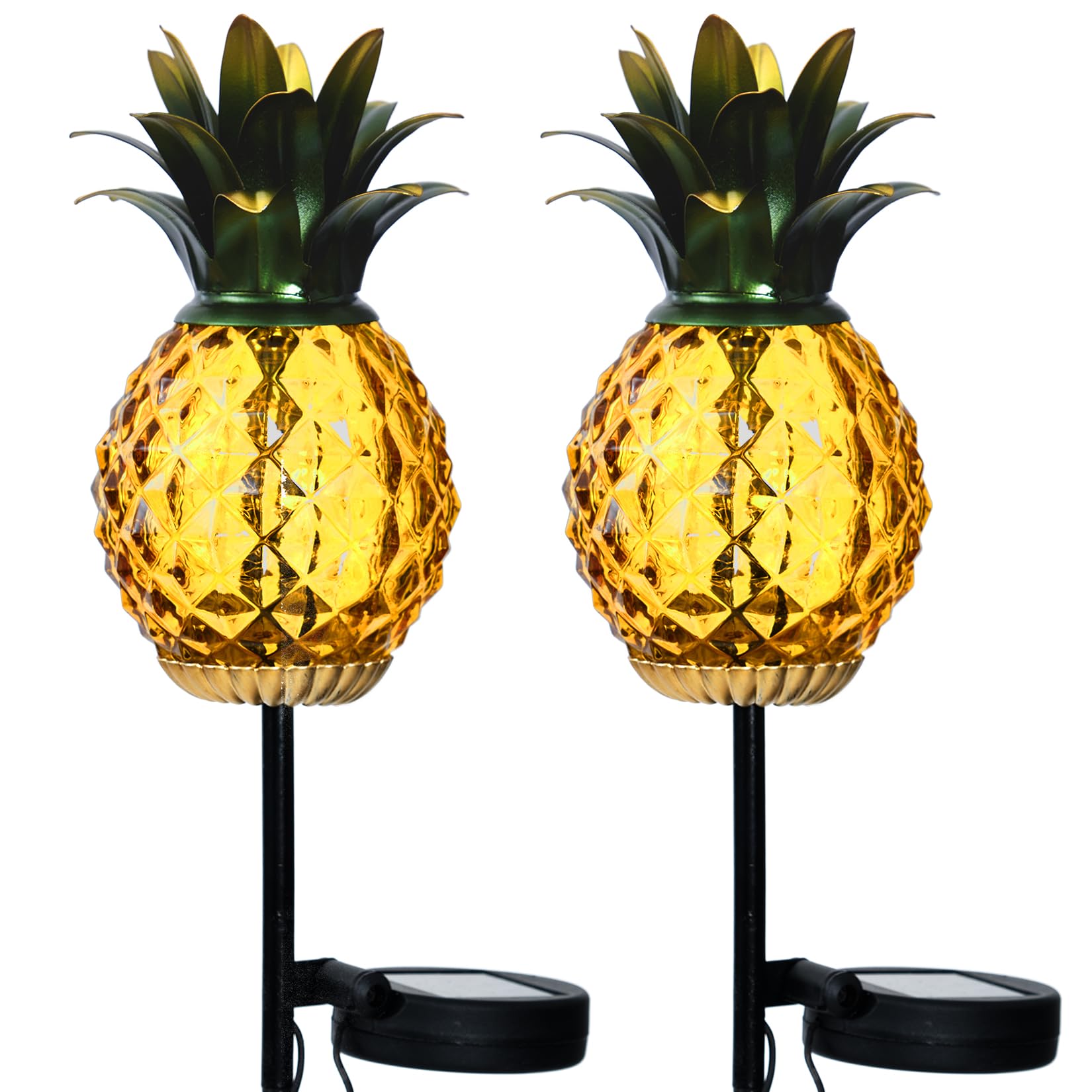 elfonsol Solar Outdoor Lights Waterproof Garden Solar Pineapple Stakes ...