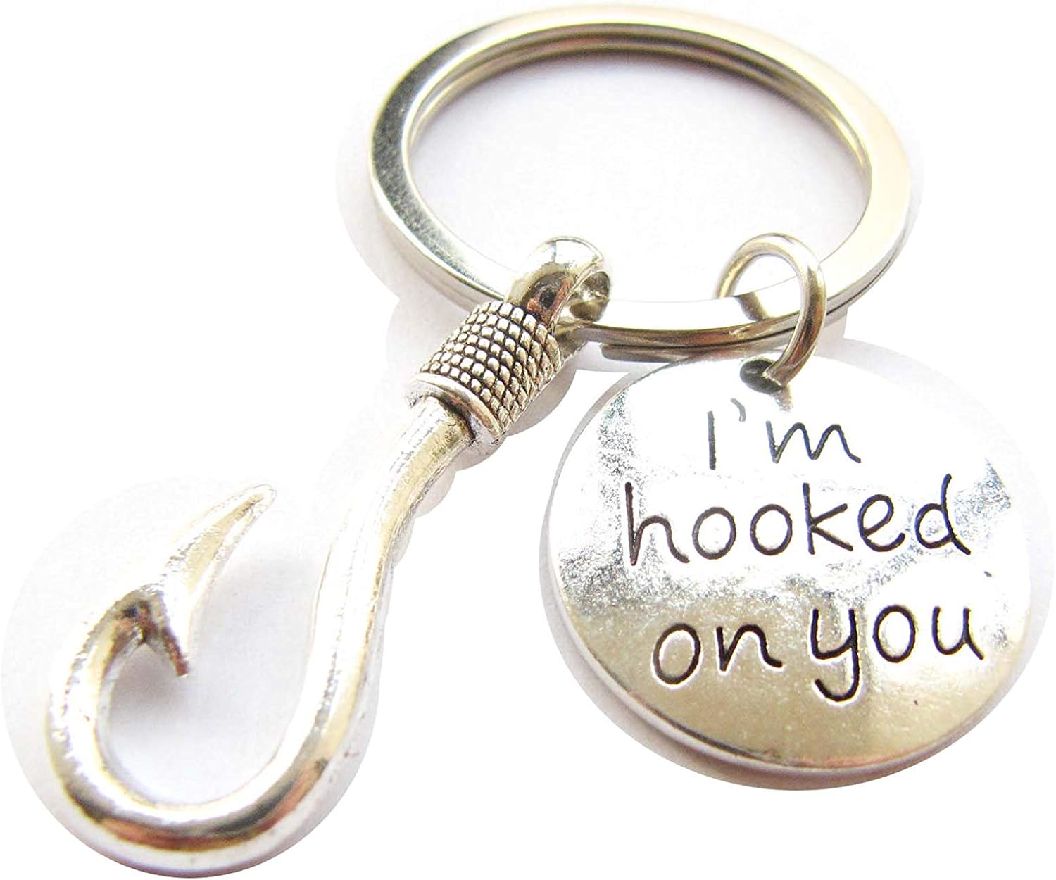 I'm Hooked On You Keychain, Fish Hook Charm, Fishing Keychain ...
