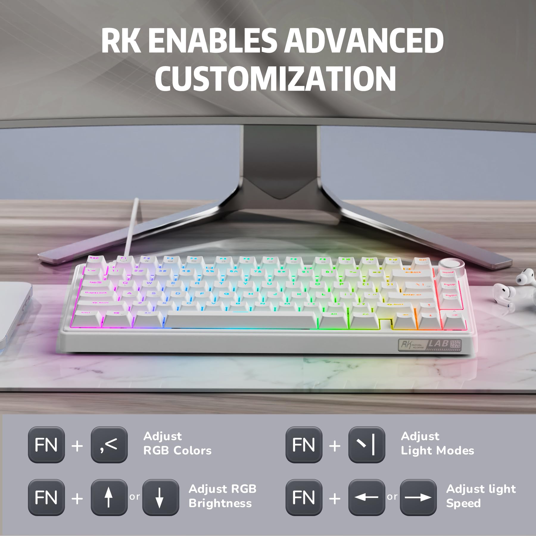 Mua RK ROYAL KLUDGE R75 Mechanical Keyboard with Volume Knob, 75% Wired ...