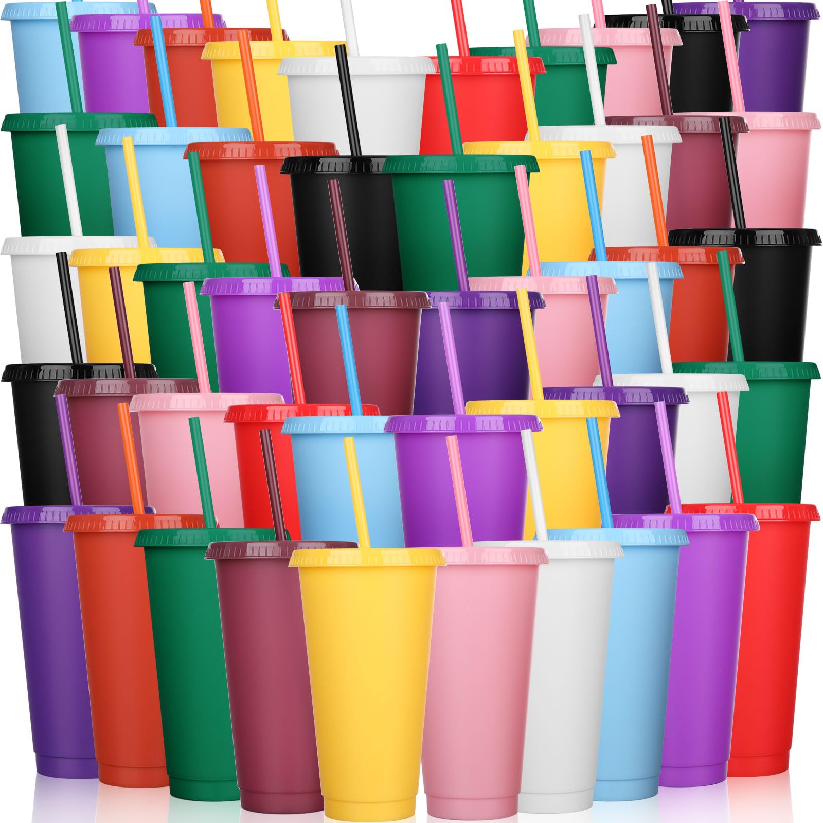 Honeydak 60 Pcs Tumbler with Straw and Lid Bulk Water Bottle Iced ...