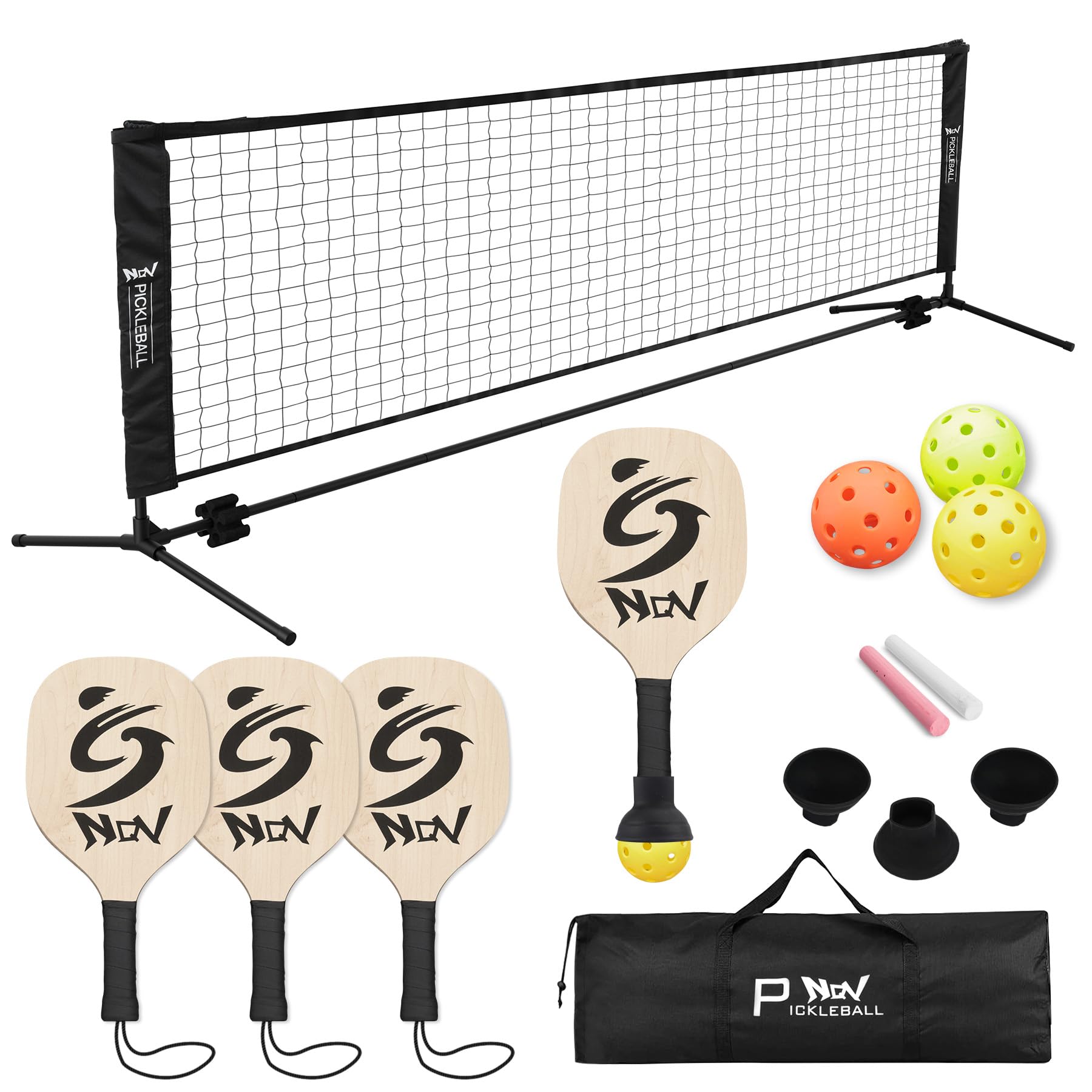 NQV Pickleball Set with Net,10FT Half Court Size Pickleball Net ...