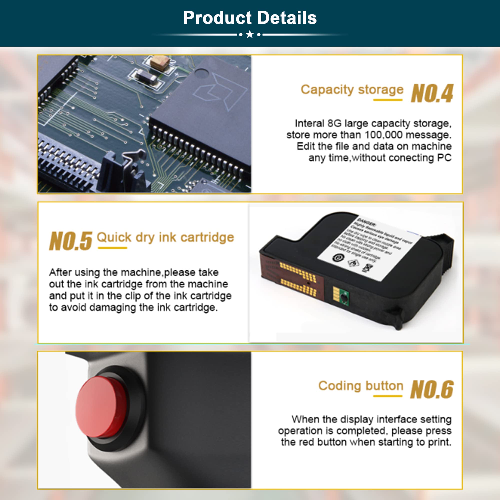 Mua Phezer Dual Nozzle Large Charater Handheld Inkjet Printer P50, 2 ...