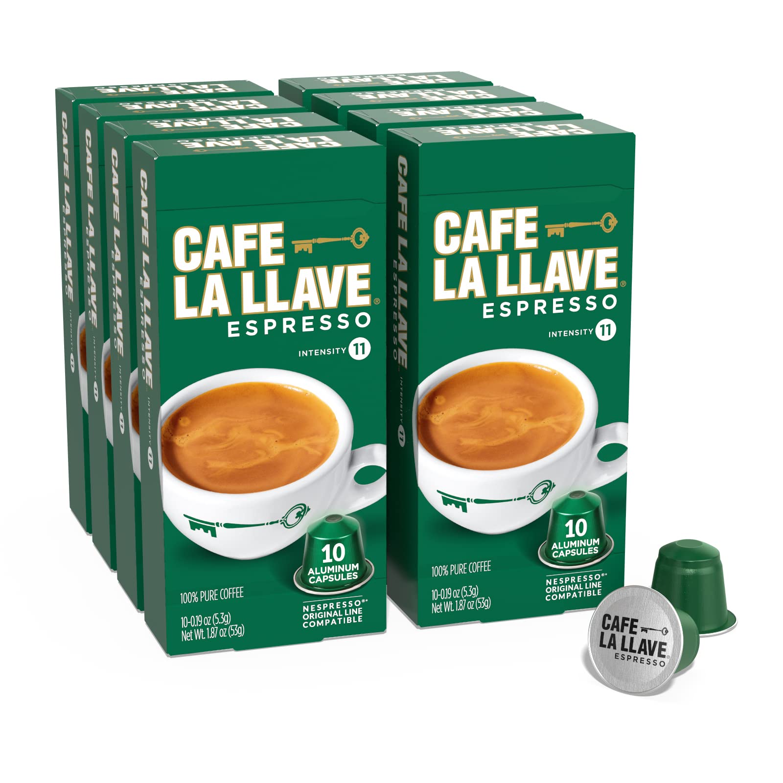 Cafe La Llave Espresso Pods: 80 Recyclable Aluminum Pods, Intensity 11 ...