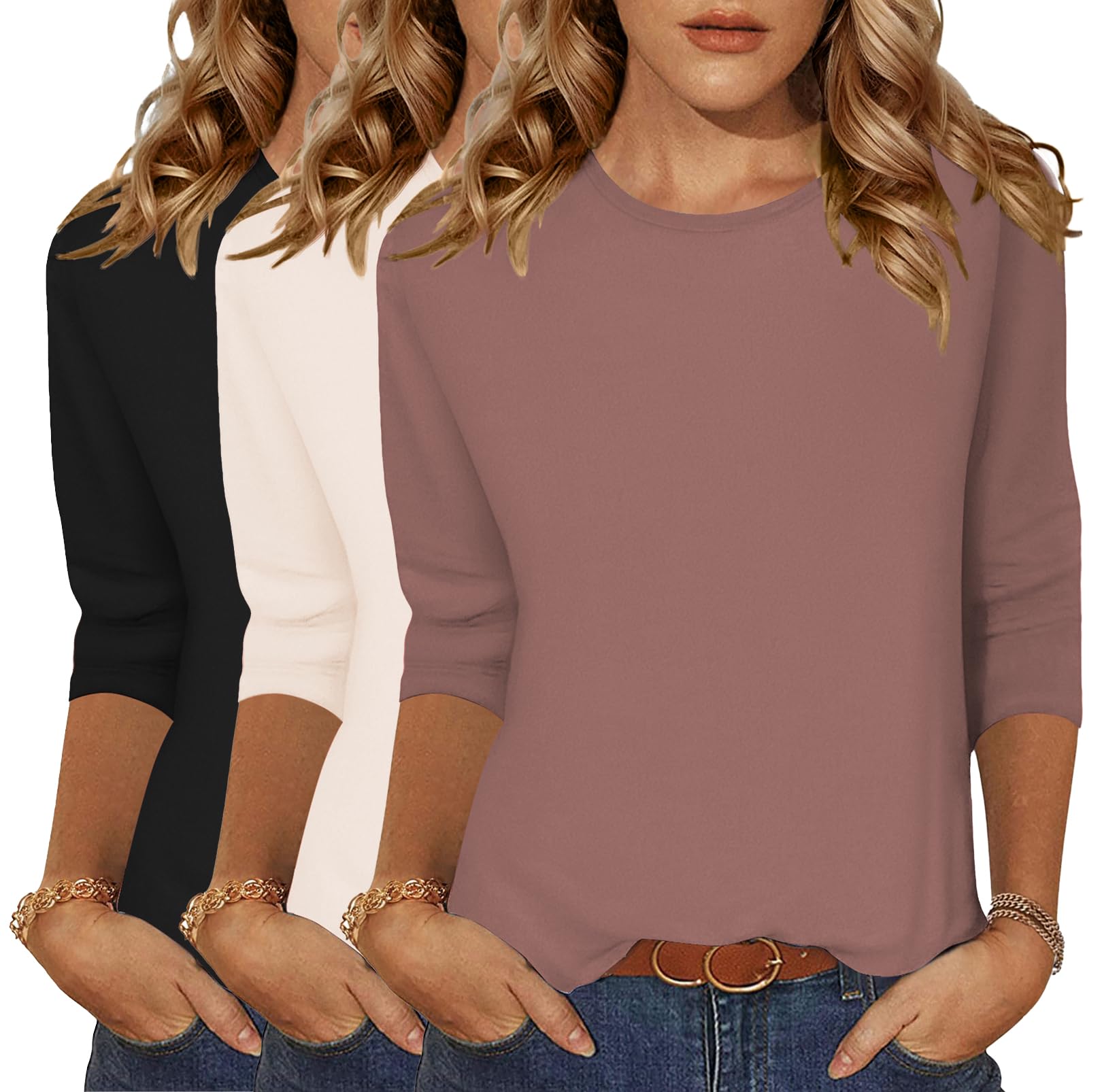 Zeagoo 3/4 Sleeve Plus Size Tops For Womens Tunic Shirts Fashion ...