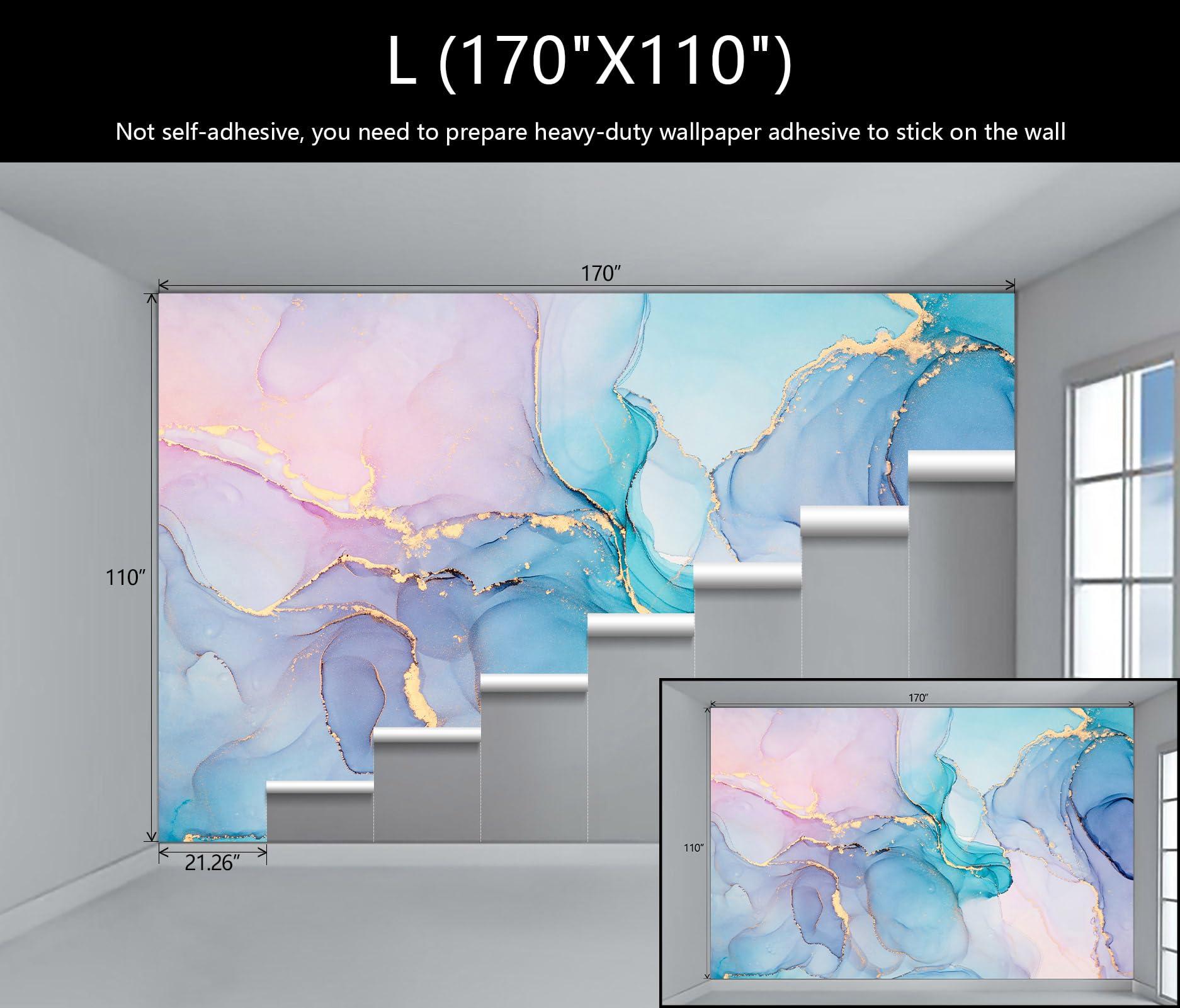 WFBHUA-Marble Wallpaper Mural Abstract Gold Art Background Wall Large ...