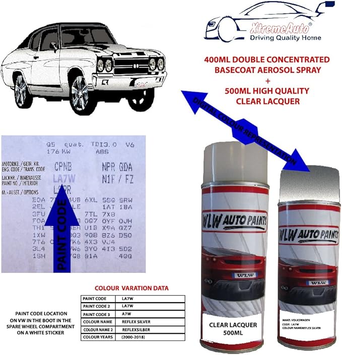 Xtremeauto Car Colour Aerosol Spray Paint - REFLEX SILVER, Paint Code ...