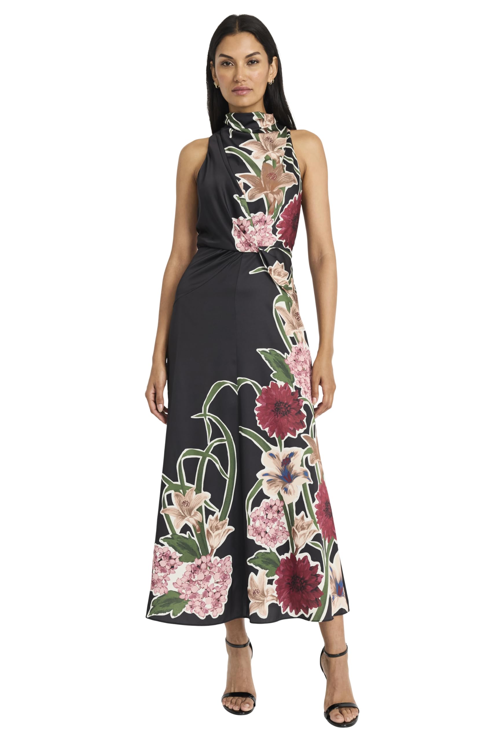 size 4--Maggy London Women's Sleeveless Mock Neck Maxi Elegant Floral ...