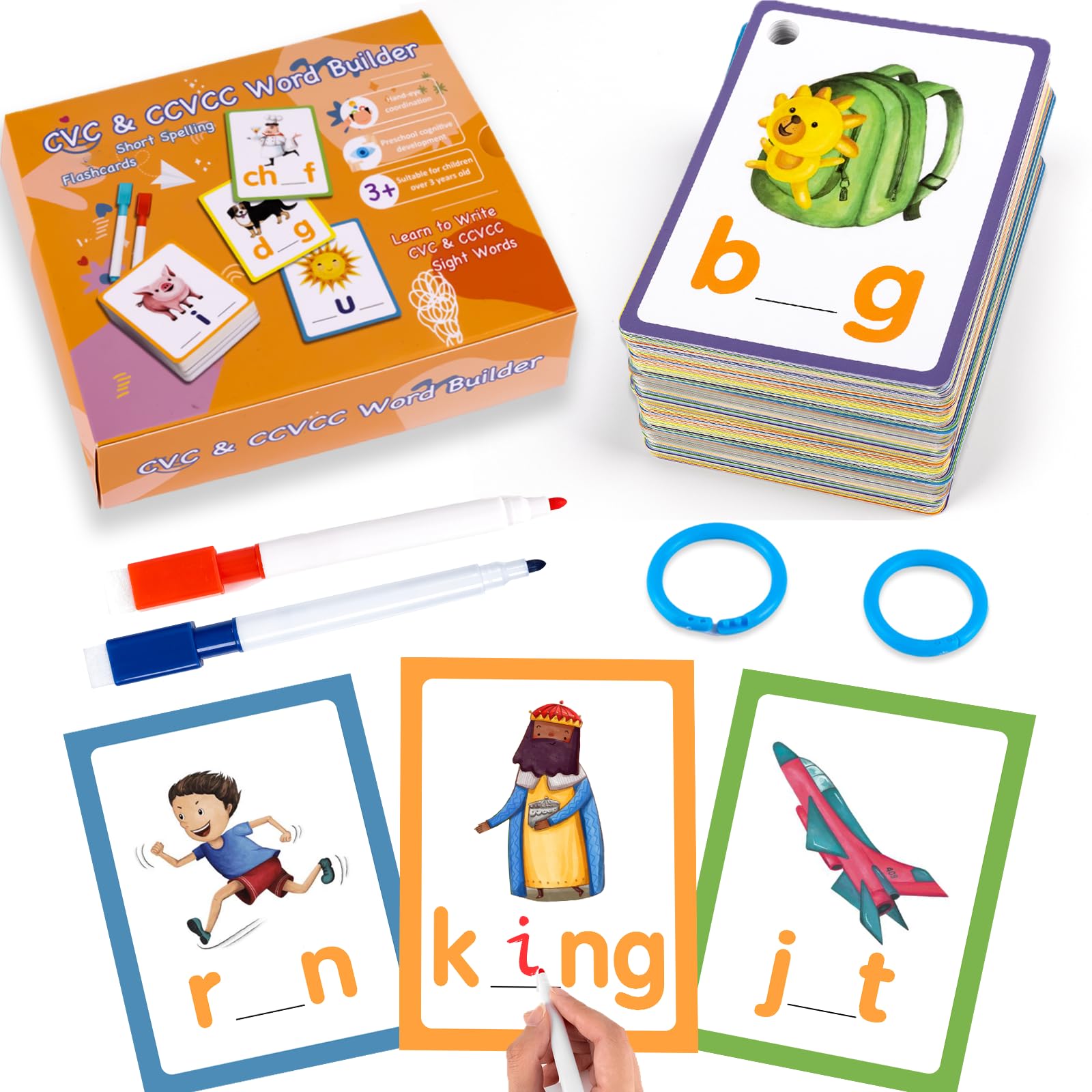 Mua Phonics Sight Words Flash Cards Kindergarten, CVC Word Games Vowel ...