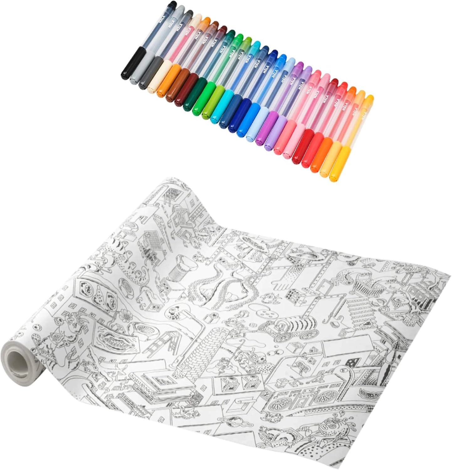 Ikea Set of Colouring Roll 10 m & Felt Tip Pen 24 pcs – BigaMart
