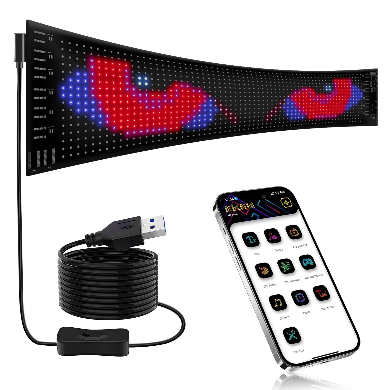 Mua Scrolling LED Sign, 15"x4" Programmable Flexible LED Digital Display, Smart APP Control ...