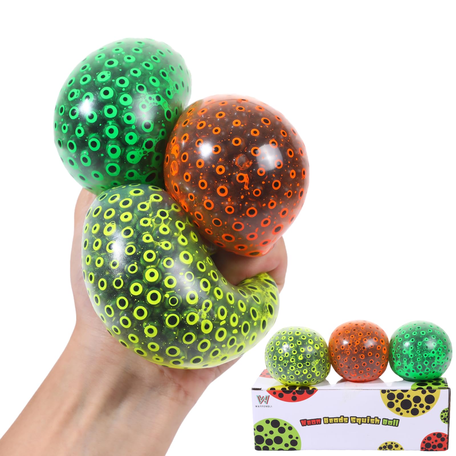 WAYFENGLI Vibrant Stress Relief Ball with Smooth Beads, Squishy Squeeze ...