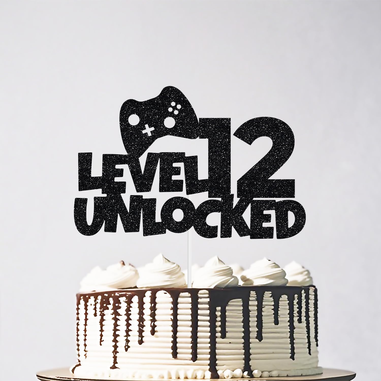 Glitter Level 12 Unlocked Cake Topper - Happy 12th Birthday Cake Topper ...